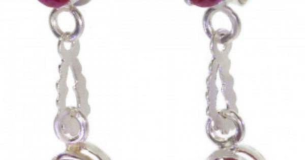 Sterling Silver Ruby Earrings EF-38