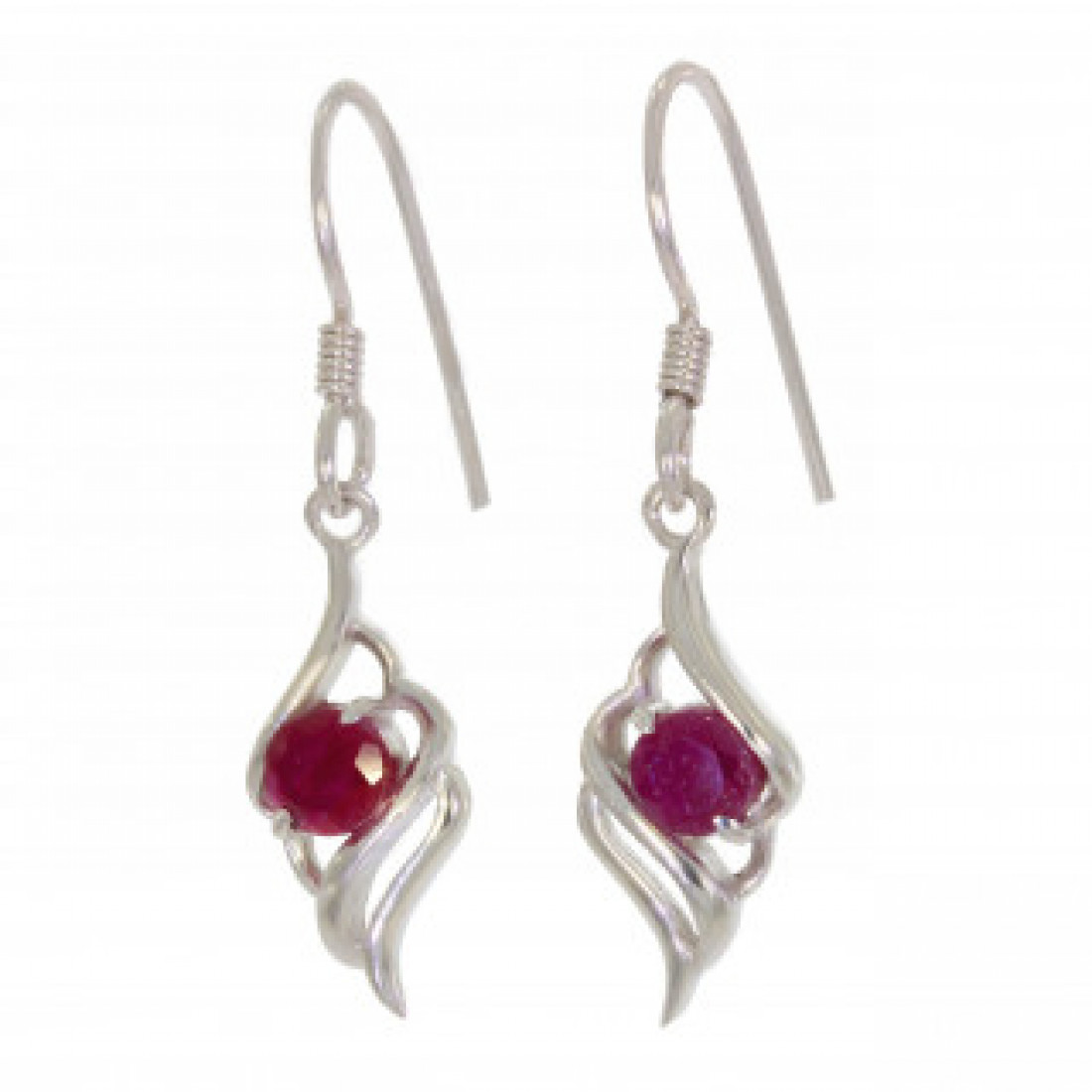 Sterling Silver Ruby Earrings EF-46